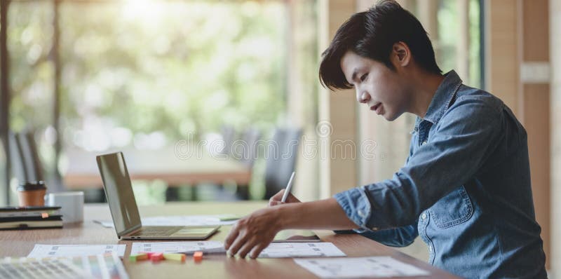 Professional Male UI Developer Designs UI Template Stock Photo - Image ...