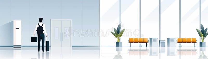 Professional Man, Airport Security Checkpoint, Flat Design Illustration ...