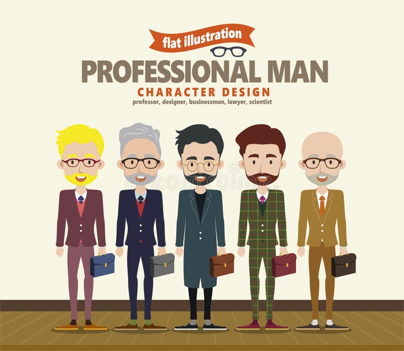 Professional Man Character Set Stock Vector - Illustration of scientist ...