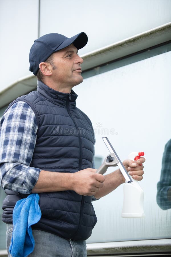 Professional Man Cleaning Outdoors Stock Image - Image of domestic ...