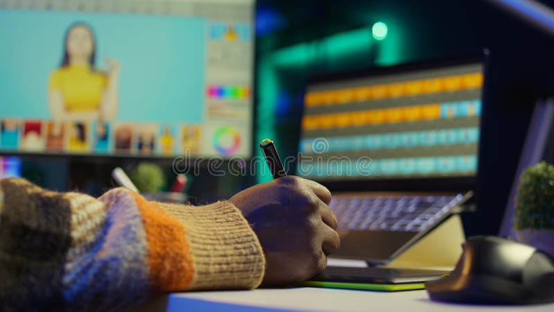 Professional Man in Creative Setup at Home Uses Digital Tools for ...