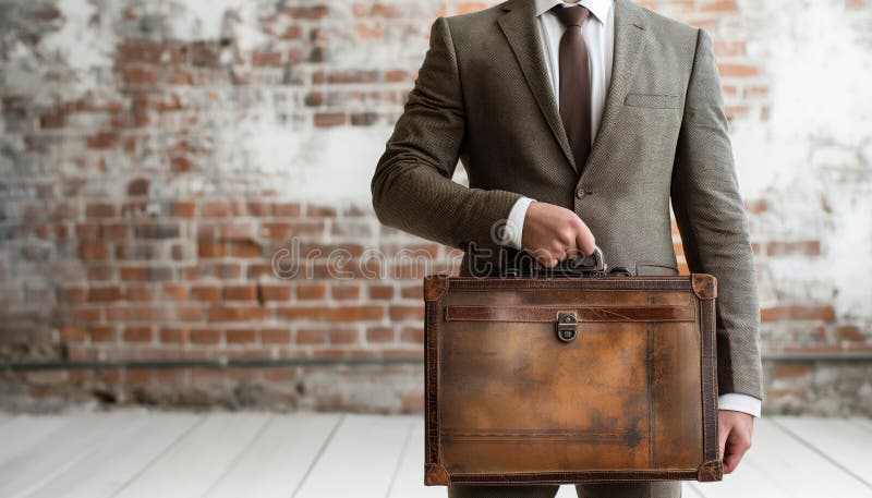 A Professional Man with Old-fashioned Briefcase in Loft Stock Image ...