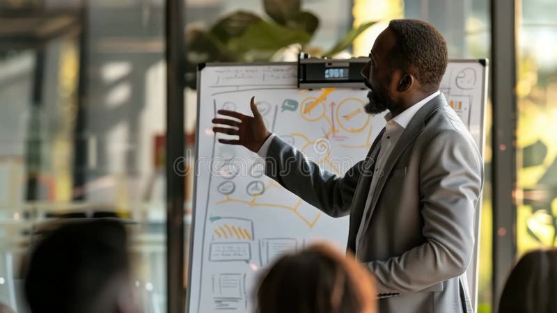 Professional Man Presenting Data Insights in Modern Office Setting ...