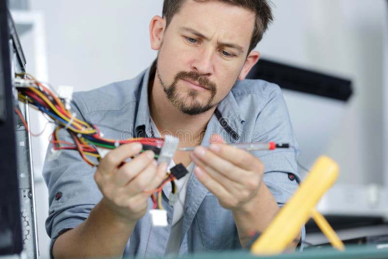 Professional Man Repairing and Assembling Computer Stock Image - Image of male, network: 262494001
