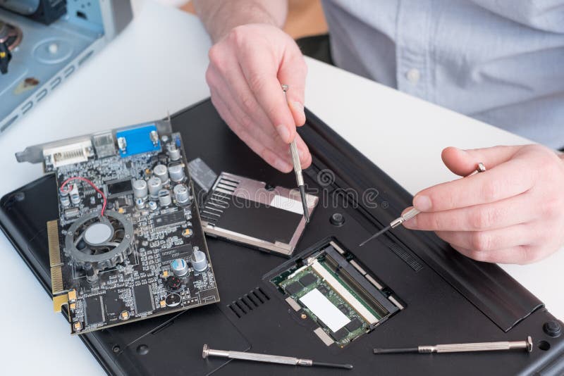 Professional Man Repairing Computer Stock Photo - Image of processing ...