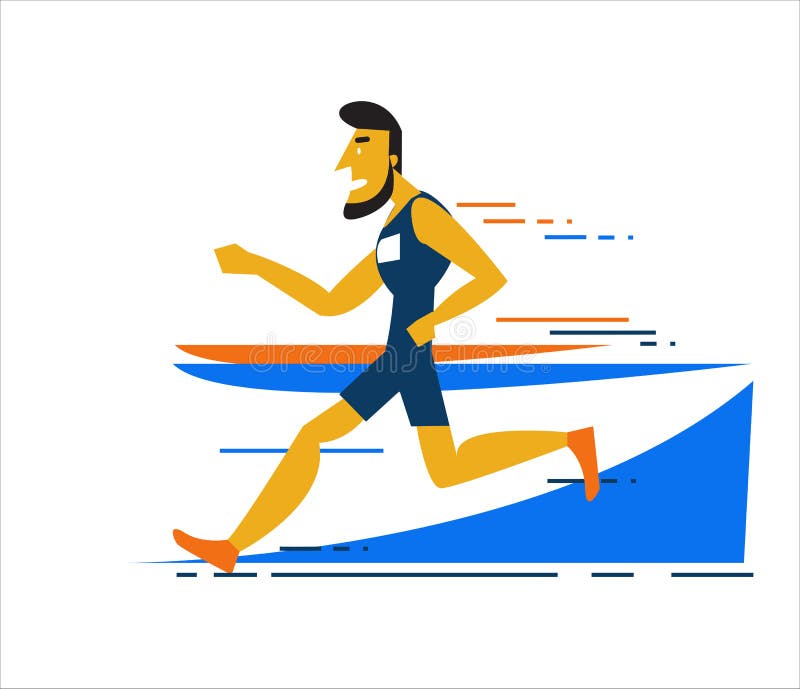 Professional Man Running on the Running Track. Stock Vector ...