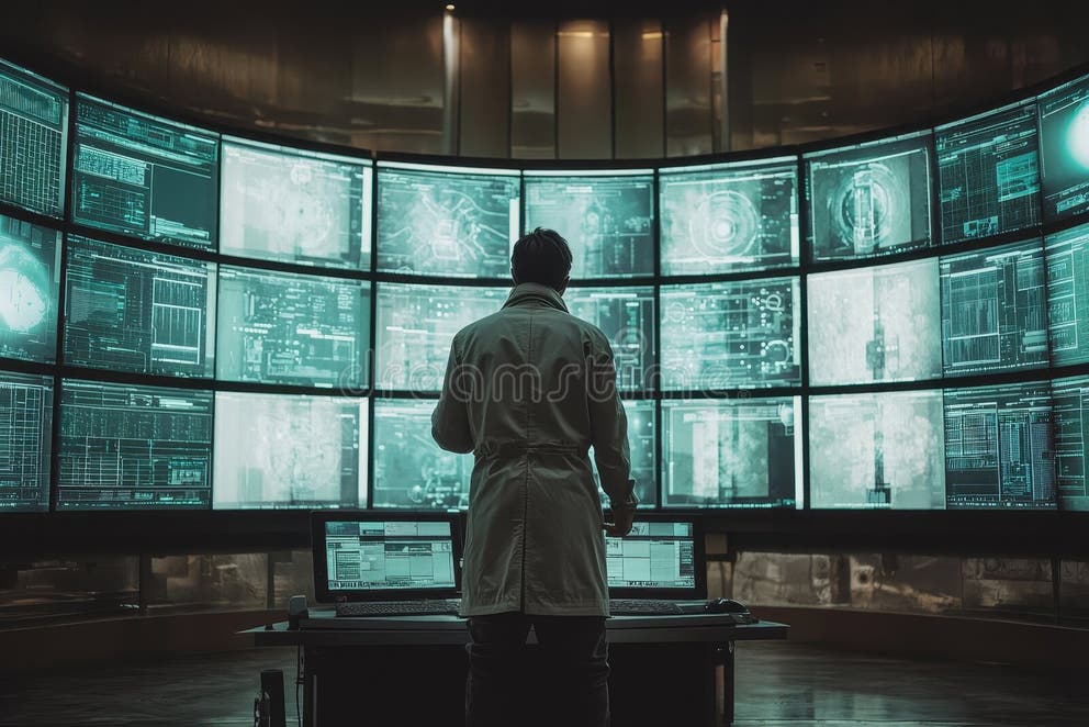 Professional Man Standing Confidently in Front of an Impressive Array ...