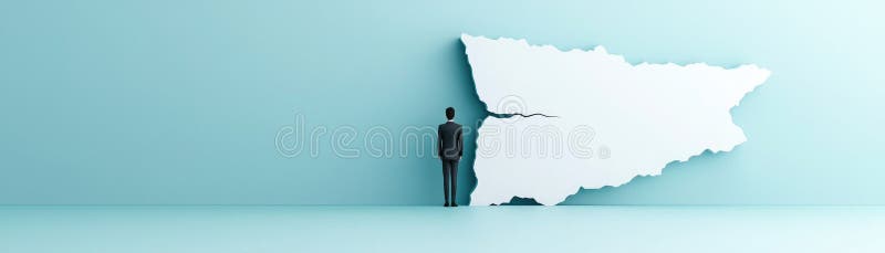 A Professional Man Stands Next To a Large Abstract Shape, Representing ...