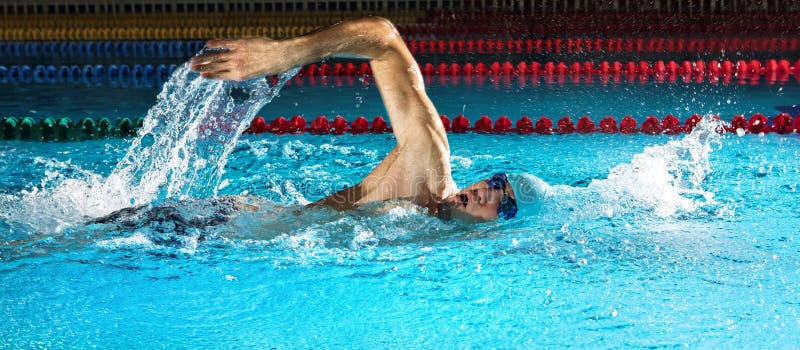 Man in Swimming Pool. Crawl Swimming Style Stock Photo - Image of ...