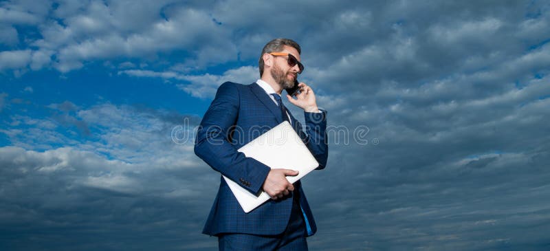 Professional Man Talking on Mobile Phone. Successful Boss Having Mobile ...