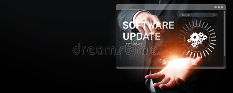 Professional Man Using Modern Technology To Show Software Update with ...
