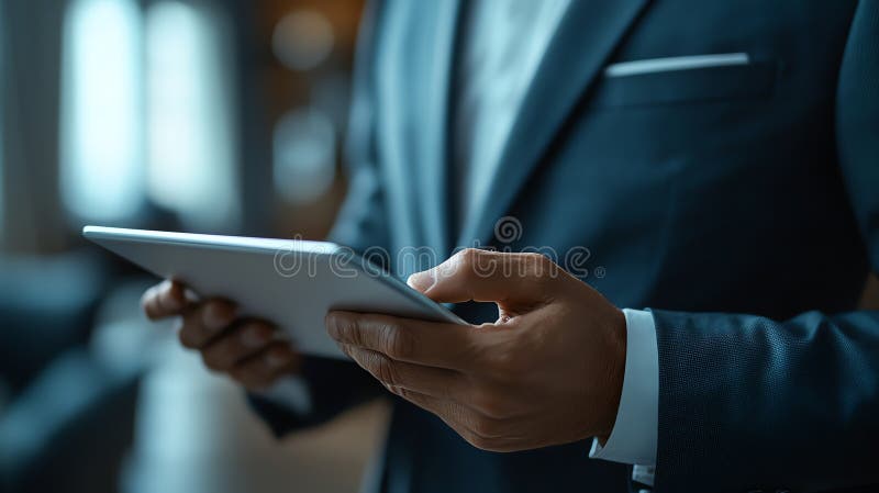 Professional Man Using Tablet for Business Communication in Modern ...