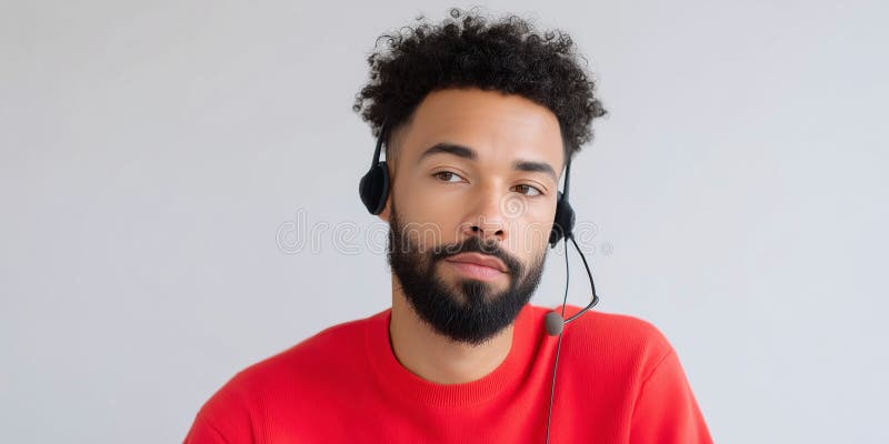 Professional Man Wearing Headset Engaged in Conversation, Focused ...