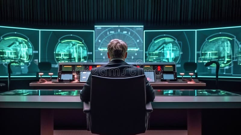 Professional Man Working with Large Monitors and Advanced Technology ...