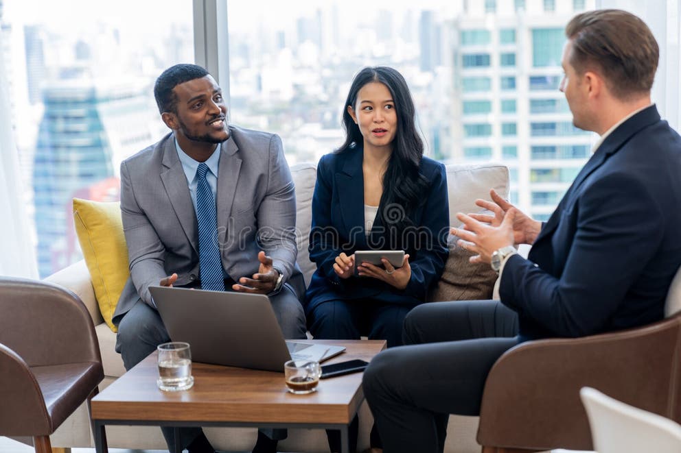 Manager Explain about Project while Worker Use Tablet Analysis Data ...