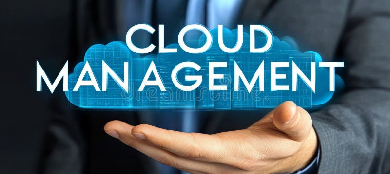 It Professional Manages Cloud Storage Solutions with Glowing Icon ...