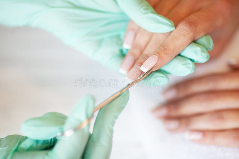 Professional Manicure Procedure. Nails Master Doing Manicure in Beauty ...