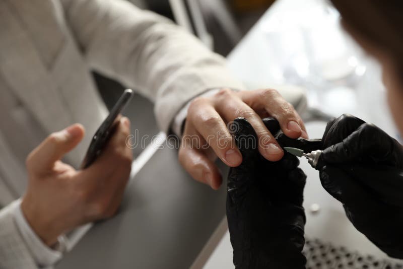 Professional Manicurist Working with Client in Beauty Salon Stock Image ...