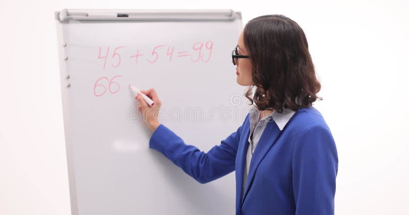 Professional Math Teacher Explains Solution To Equations Stock Video ...