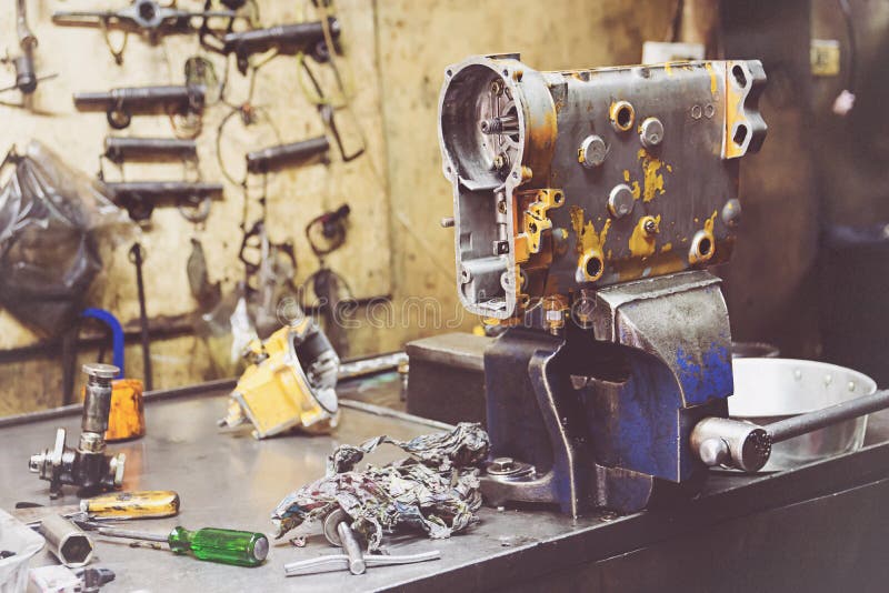 Professional Mechanic Using Different Tools for Working in Auto Repair ...