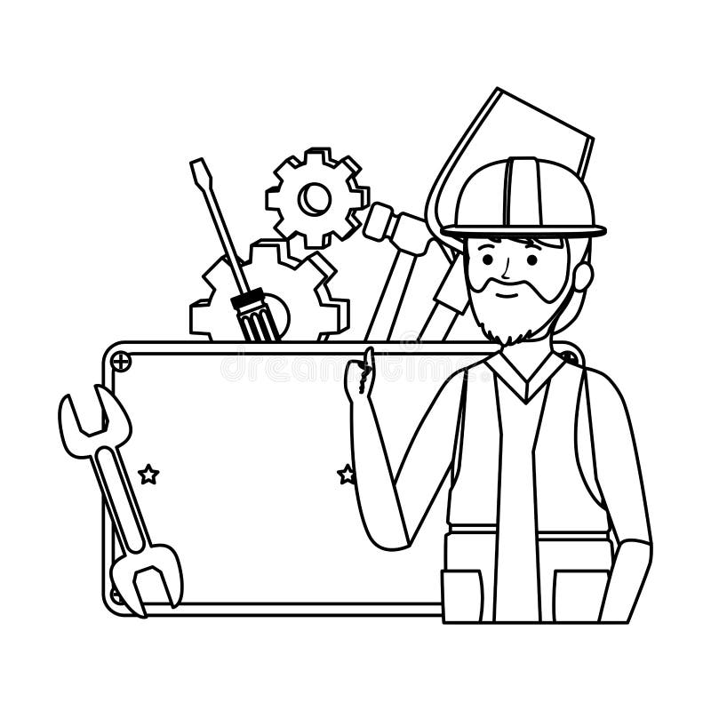 Professional Mechanic Worker with Set Tools Stock Illustration ...