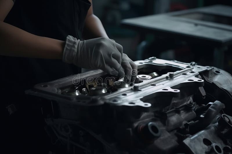 Professional Mechanic Working on the Engine of the Car in the Garage ...