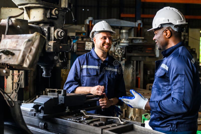 Professional Male Industrial Worker in White Hard Hat Working at ...