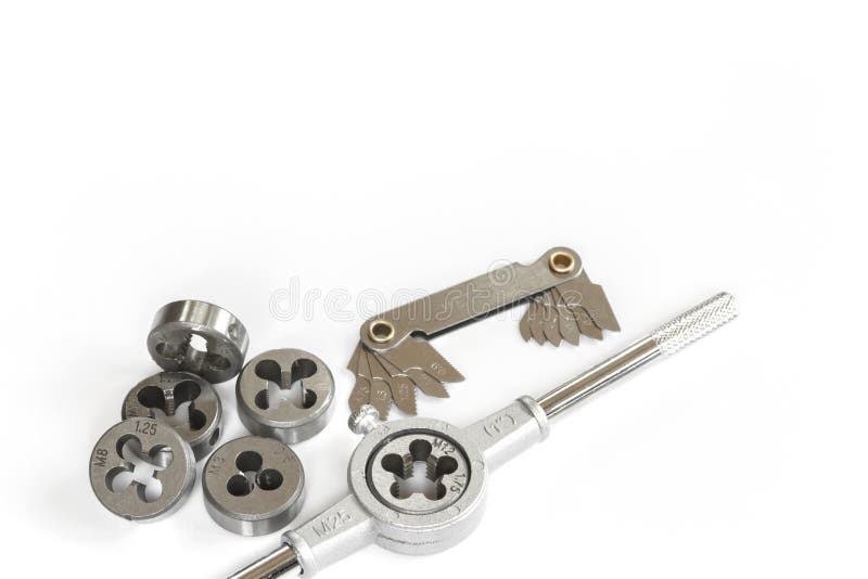 Mechanical Hand Tool Set of Tap and Die Cutting. Stock Image - Image of ...
