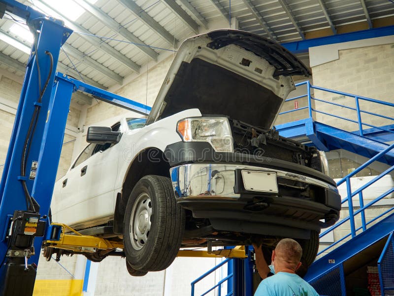 Professional Mechanics Workshop Where Automotive Stock Image - Image of ...