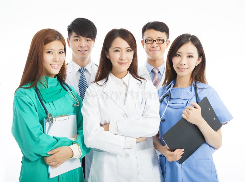 Professional Medical Doctor Team Standing Over White Background Stock ...