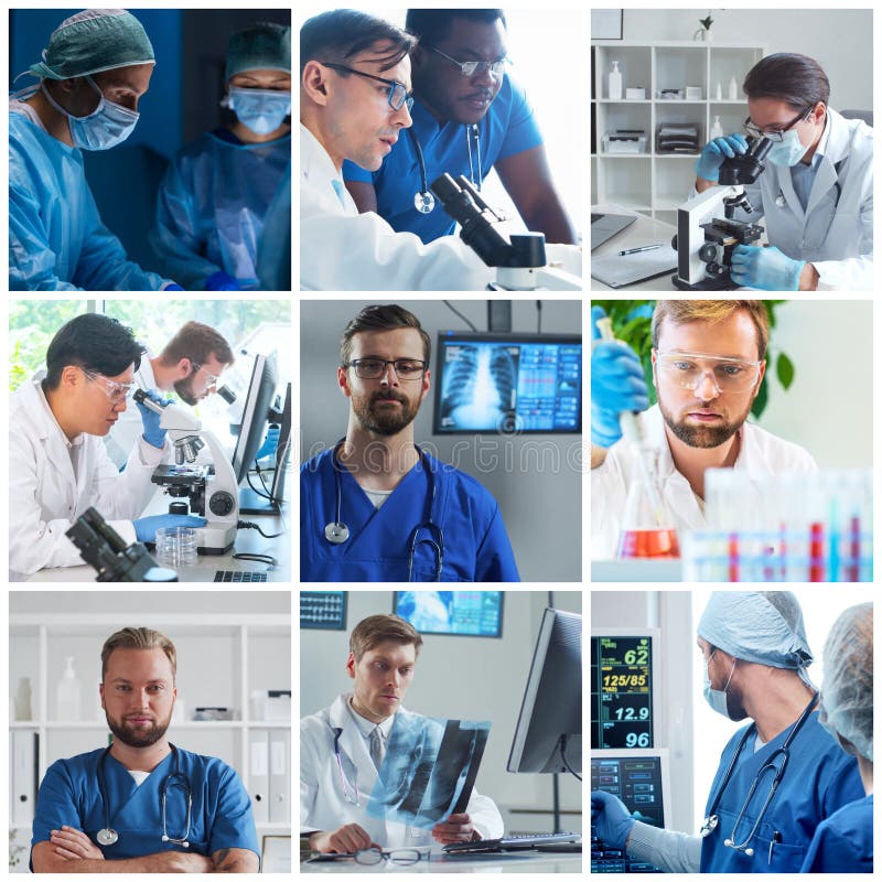 Professional Medical Doctors Working in Hospital Office, Portrait of ... Professional Medical Doctors Working in Hospital Office, Portrait of ...