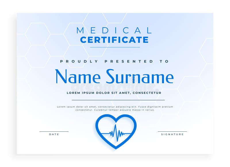 Professional Medical Health Certificate Template with Ecg Graph Design ...