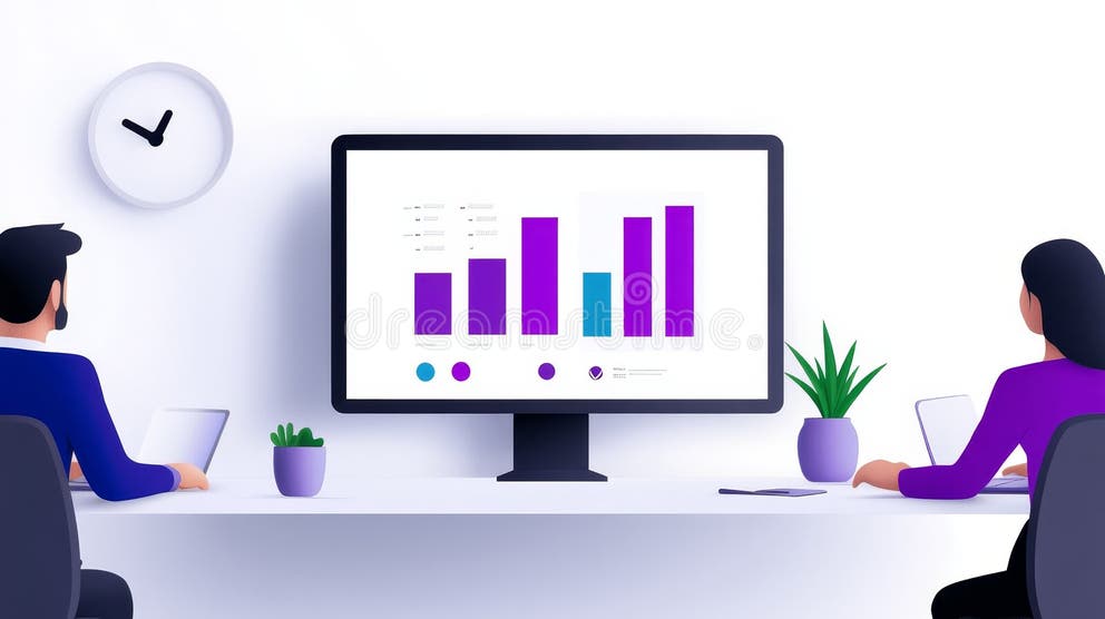 Professional Meeting with Data Analysis Display a Modern Workspace ...