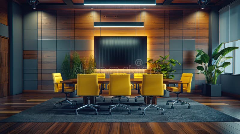 Professional Meeting Space with Board and Chairs Mockup Frame in Modern ...