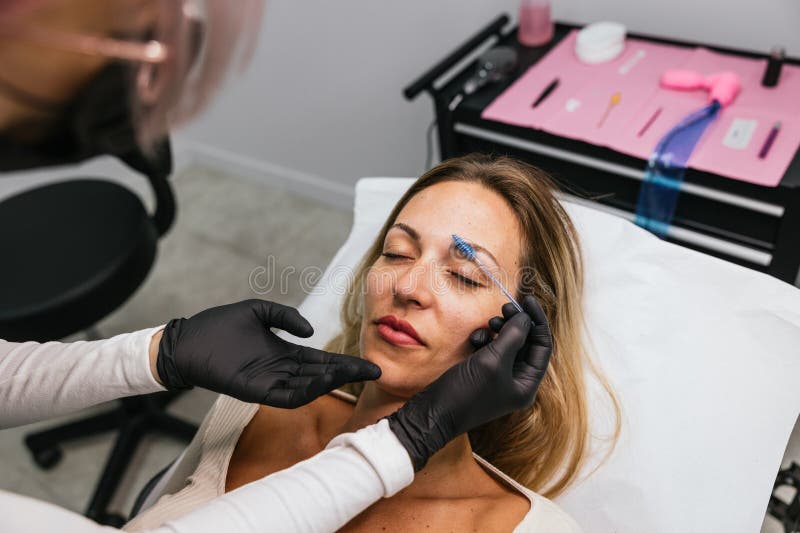 Professional Microblading Procedure in Progress Stock Photo - Image of ...