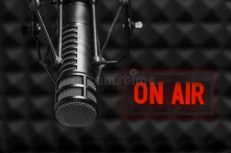 Professional Microphone and on Air Sign Stock Photo - Image of ...