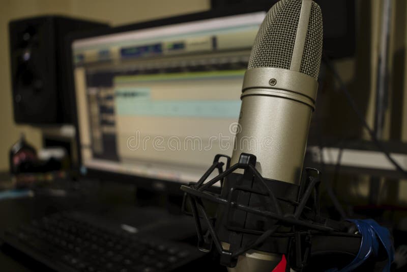 Professional Microphone for Audio Editing Stock Photo - Image of ...