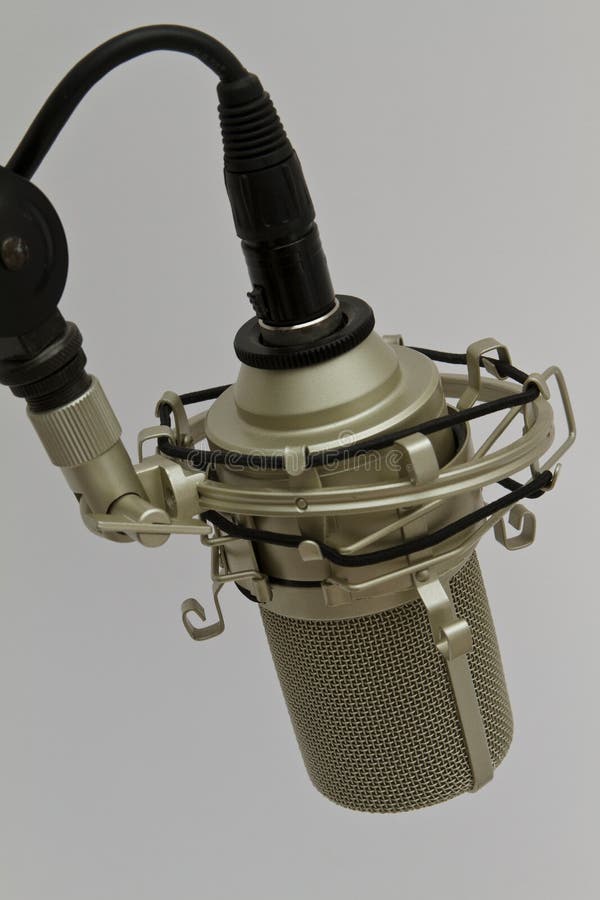 Professional Microphone with Black Cable Mounted in a Microphone Spider ...