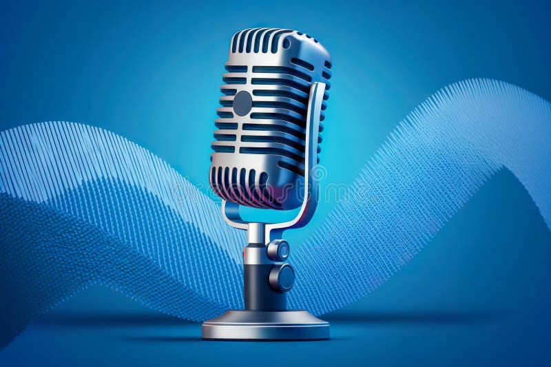 Professional Microphone on the Blue Background Stock Illustration ...