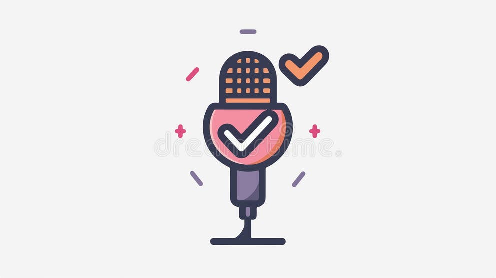 Professional Microphone Check Mark Icon Vector Illustration for ...