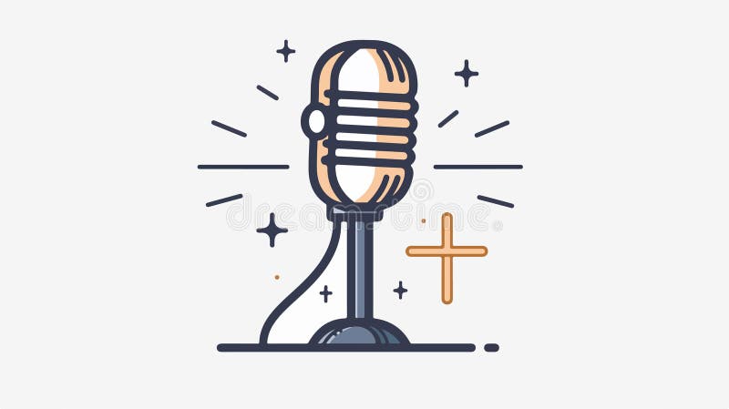 Professional Microphone with Cross Outline Icon Vector Illustration ...