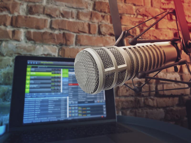 Sound Studio: Professional Microphone and Laptop Stock Photo - Image of ...