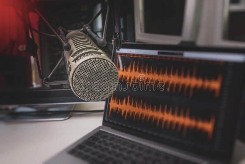 Professional Microphone and Laptop Stock Photo - Image of professional ...