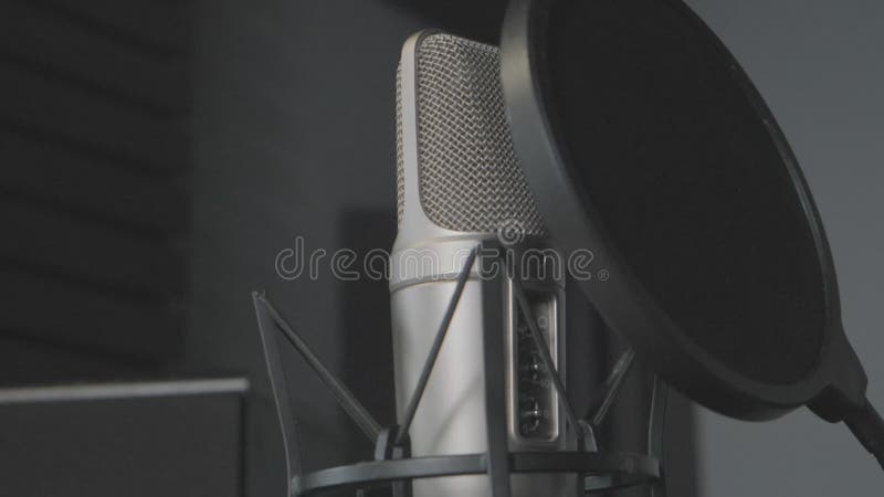 Professional Microphone in Pink Smoke on a Black Background. Stock ...