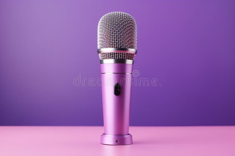 Professional Microphone with Pink Purple Background Banner, Podcast or ...