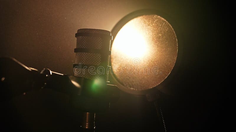 Professional Microphone with Pop Filter in Warm Studio Light Stock ...