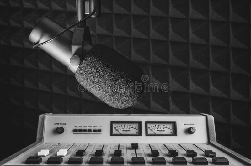Radio Station Studio: Microphone and Sound Mixer Stock Photo - Image of ...