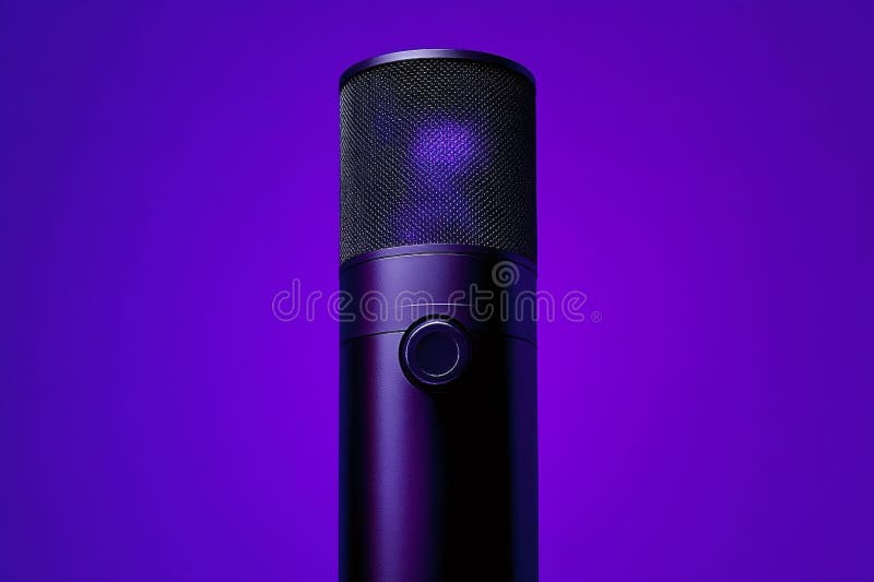 Professional Microphone Recording Audio on Purple Background Stock ...