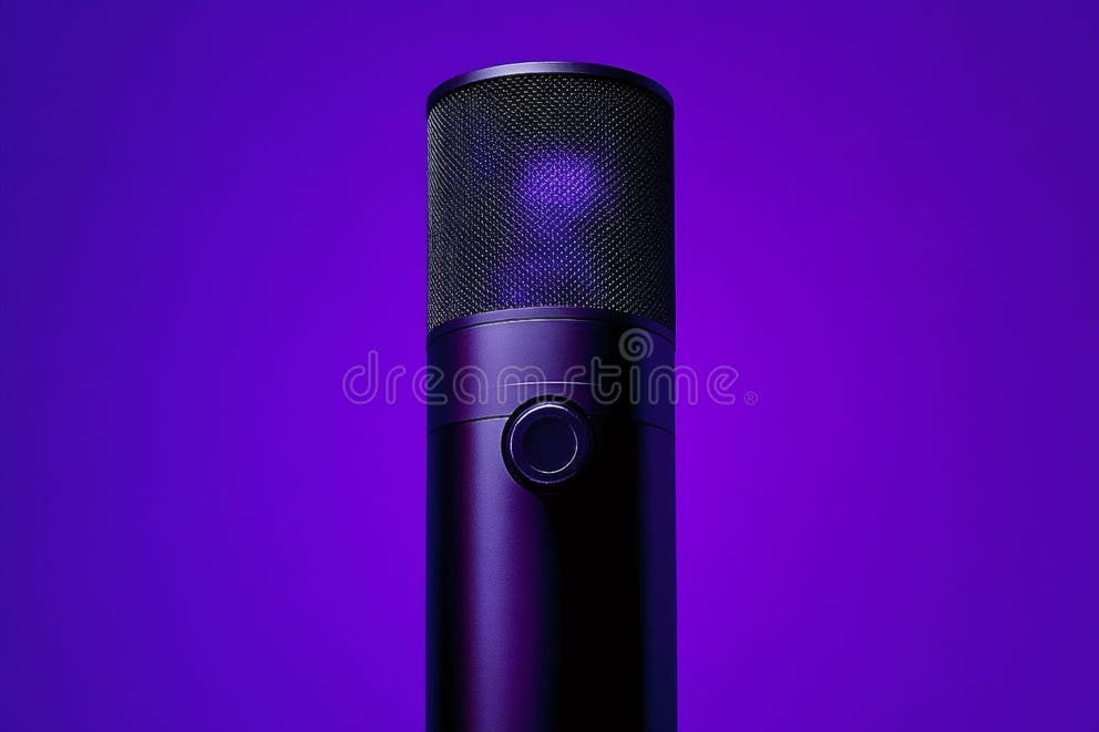 Professional Microphone Recording Audio on Purple Background Stock ...