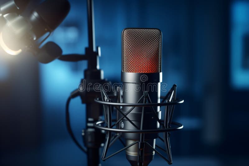 Professional Microphone in Recording Studio, Close-up. Professional ...